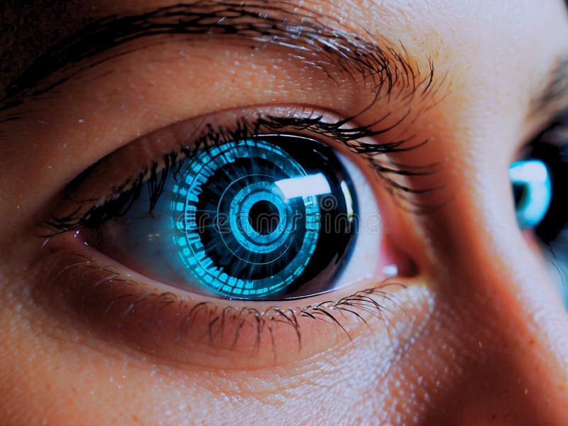 Close Up of Futuristic Augmented Eye - Future Technology Concept. Stock ...