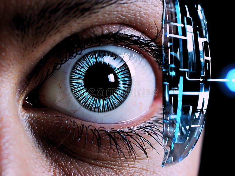 Close Up of Futuristic Augmented Eye - Future Technology Concept. Stock ...