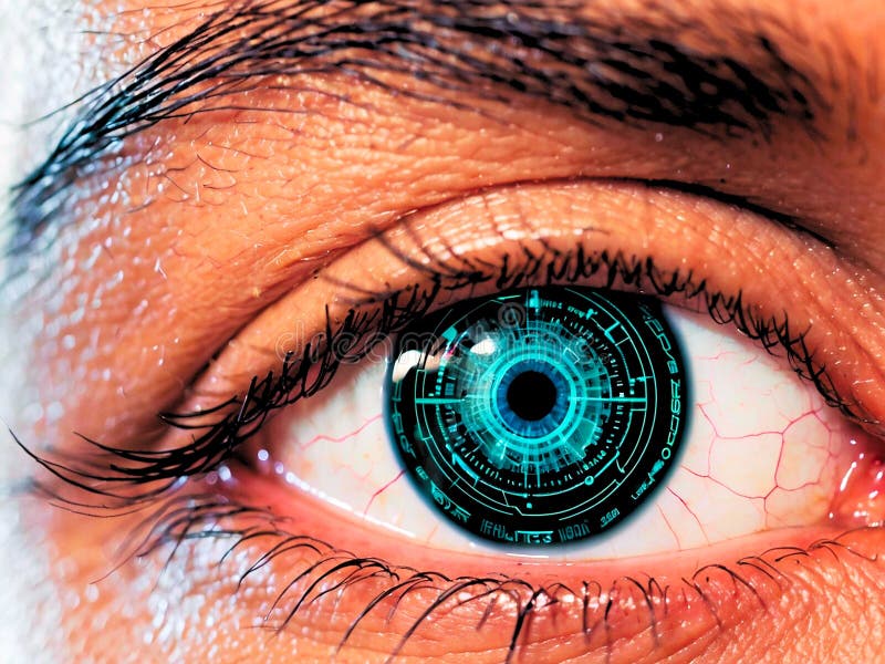 Close Up of Futuristic Augmented Eye - Future Technology Concept. Stock ...