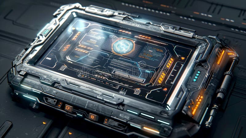 Futuristic Technology Device with Display Screen and Illuminated ...