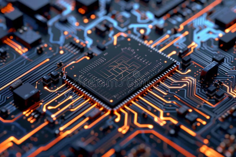 Close Up of a Futuristic Electronic Chip Generative AI Stock ...