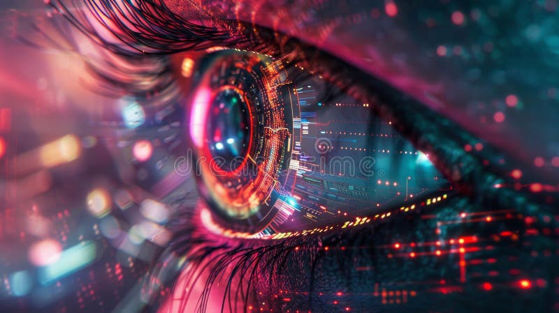 Close-up of a Futuristic Eye with Digital Overlay, Cyber Technology ...
