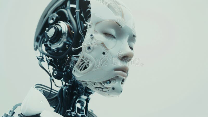 Close-up of a Futuristic Humanoid Robot Head with Ai Technology Stock ...