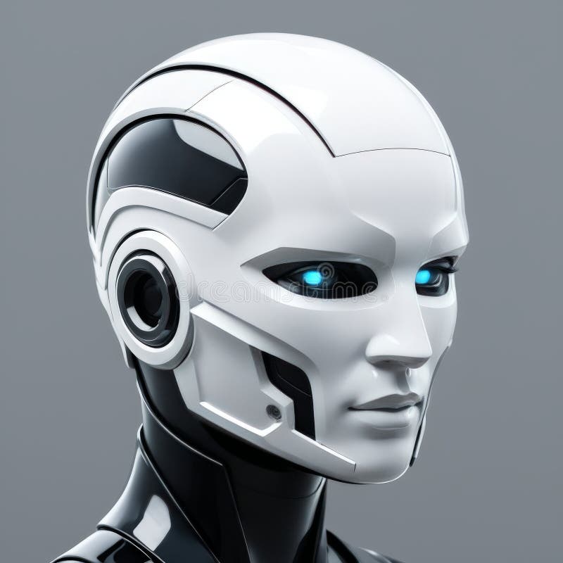 Futuristic Humanoid Robot with Blue Glowing Eyes Stock Photo - Image of futuristic, innovation ...