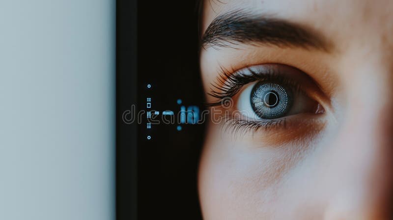 Close-up of a Futuristic Iris Scanning Device Analyzing Eye in a ...