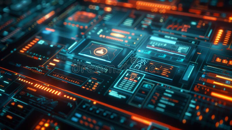A Close Up of a Futuristic Looking Computer Screen with Lights, AI ... A Close Up of a Futuristic Looking Computer Screen with Lights, AI ...