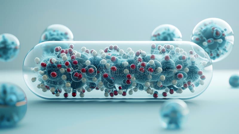 Close-up of a Futuristic Medicine Capsule with Complex Molecular ...