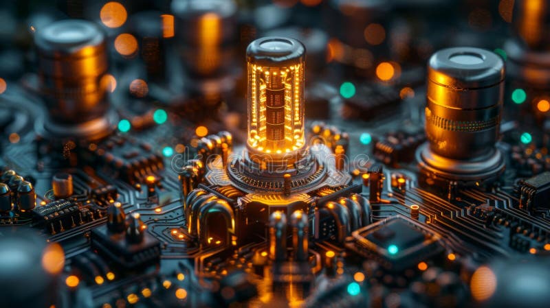 Close-up of Futuristic Microchip Technology - Generative Ai Stock ...