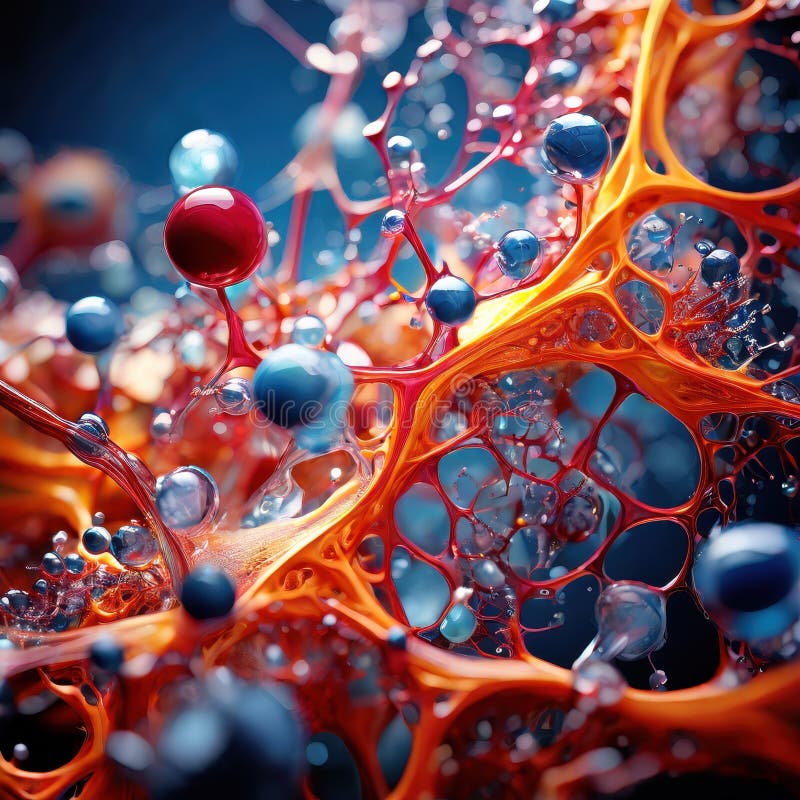 Abstract Molecular Network with Vibrant Glowing Elements Stock Photo ...