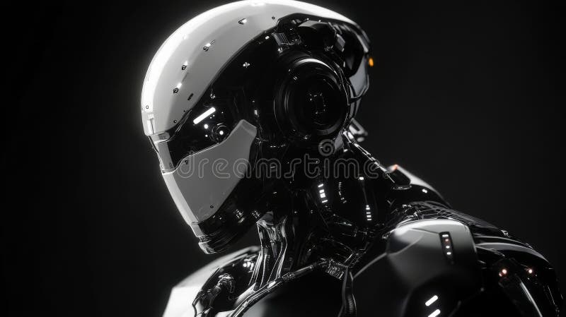 Close-up of a Futuristic Robot Head, AI, Technology Concept Stock ...