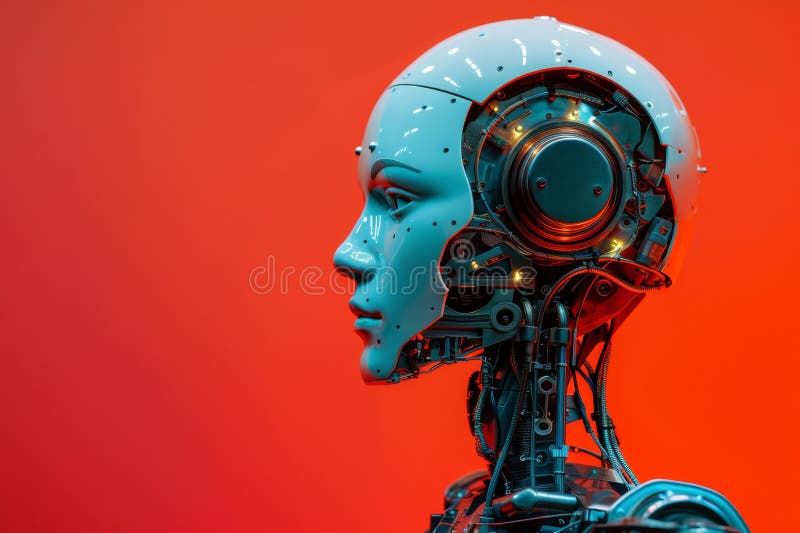 Close-up of a Futuristic Robot Head with Intricate Circuitry and ...