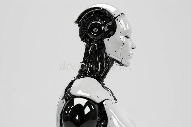 Close-up of a Futuristic Robot Head, Showcasing Advanced Artificial ...