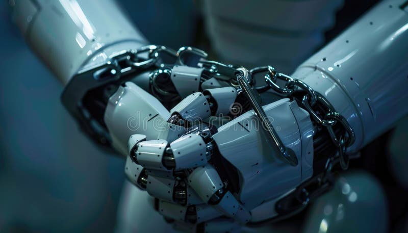 The Image Shows a Robot Restrained by Chains, Representing Limitations ...
