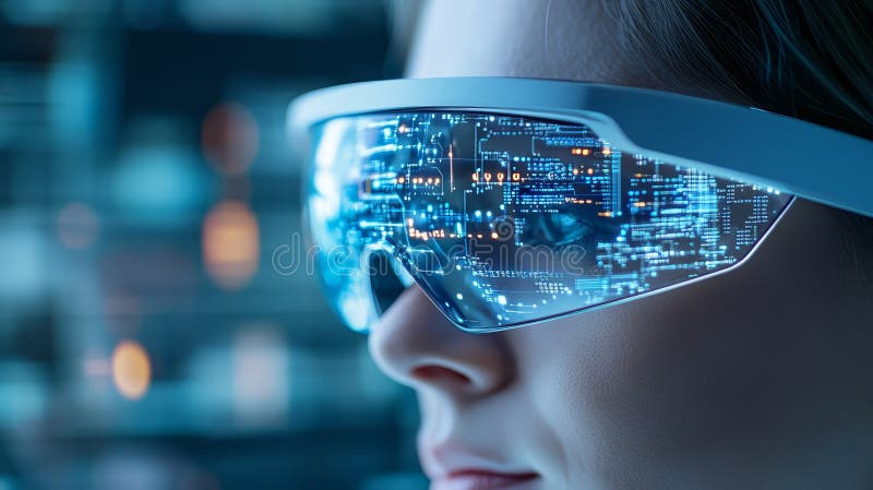 Close-up of Futuristic Smart Glasses Stock Illustration - Illustration ...