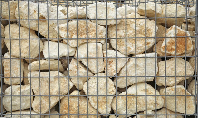 Close-up of a Gabion Retaining Wall with Wire Mesh Reinforcement Stock ...
