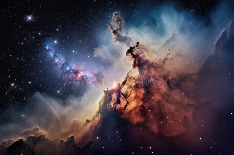 A Close-up of a Galaxy with Stars and Nebulae in the Foreground Stock ...