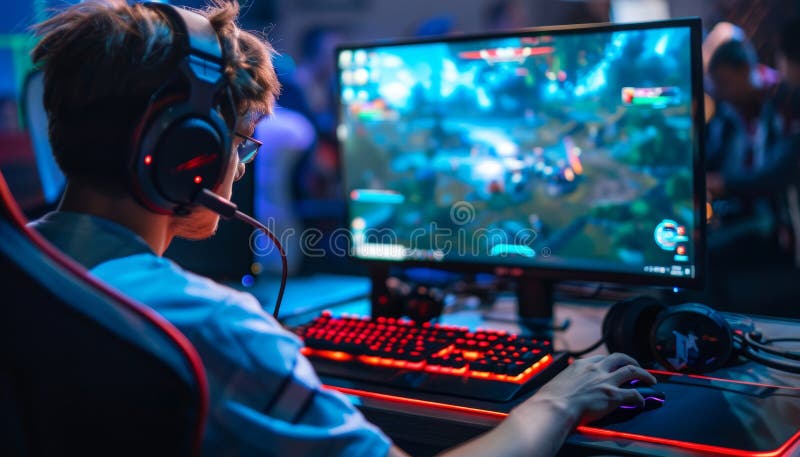 Close Up of Gaming Computer with Online Game Running for Immersive ...