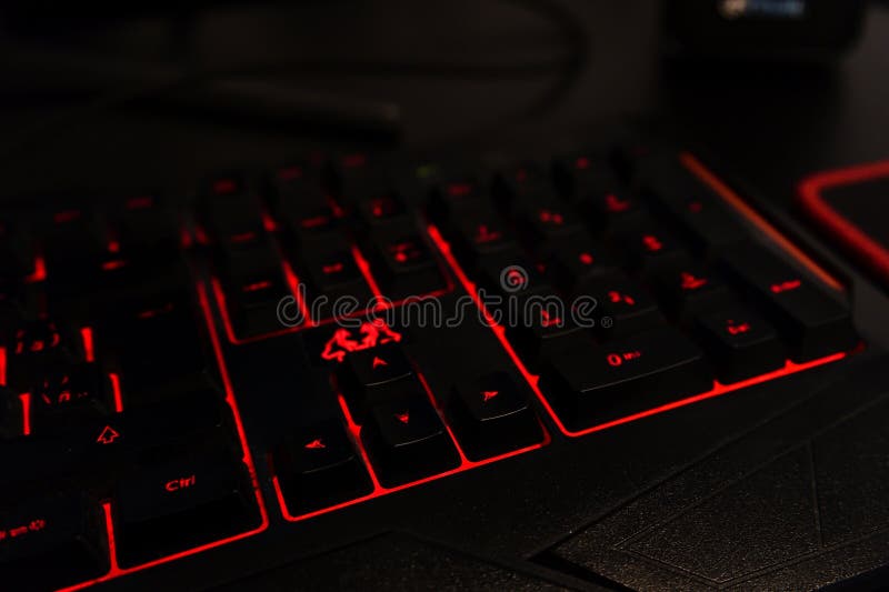 Backlit Gaming Keyboard in Red Glow Stock Photo - Image of backlit ...