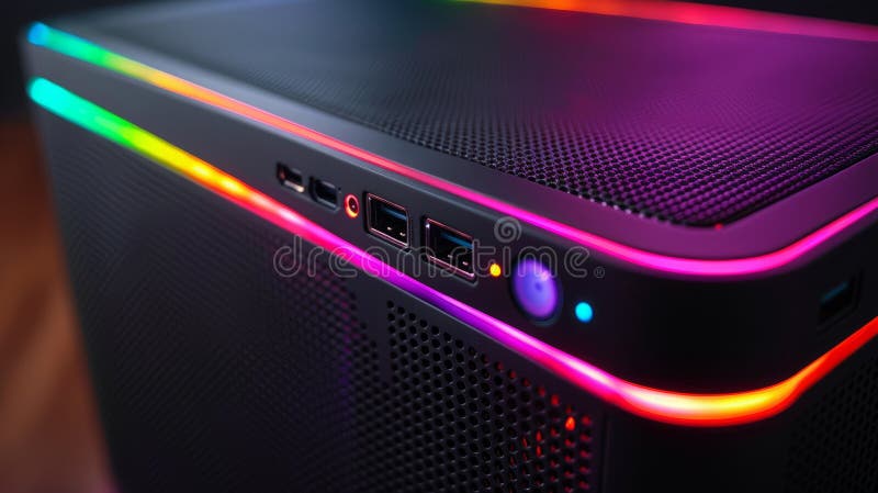 Close-up of a Gaming PC with RGB Lighting. Stock Photo - Image of ...