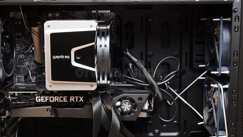 Closeup NVidia GeForce RTX 3080 Inside Gaming PC Tower with Colorful ...