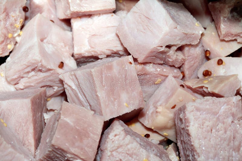 CLose Up of Gammon Ham Cubes Chunks Meat Stock Image - Image of close ...