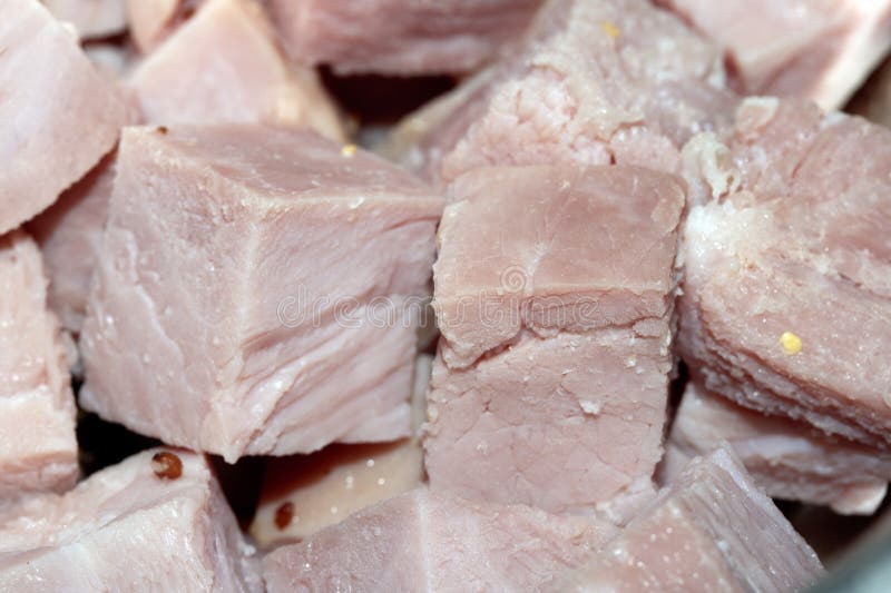CLose Up of Gammon Ham Cubes Chunks Meat Stock Photo - Image of close ...