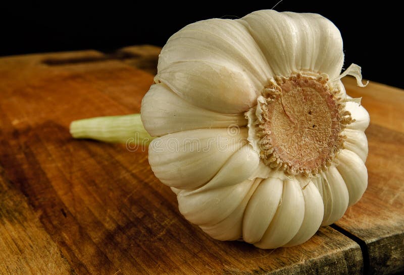 Close Up of Garlic on a Kitchen Board. Stock Image - Image of close ...