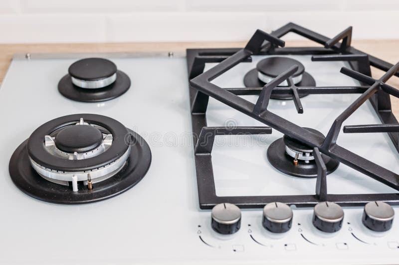 Close Up of Gas Control Panel Hob in Kitchen Stock Image - Image of ...