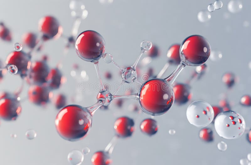 Red and White Molecular Structure Stock Illustration - Illustration of ...