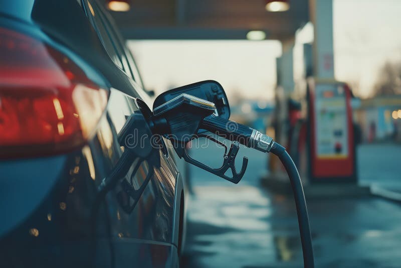 A Close Up of Gas Pump in a Car with a Blurred Background. Stock ...