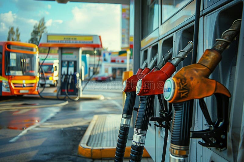Gas Station Pumps Closeup stock illustration. Illustration of handle ...