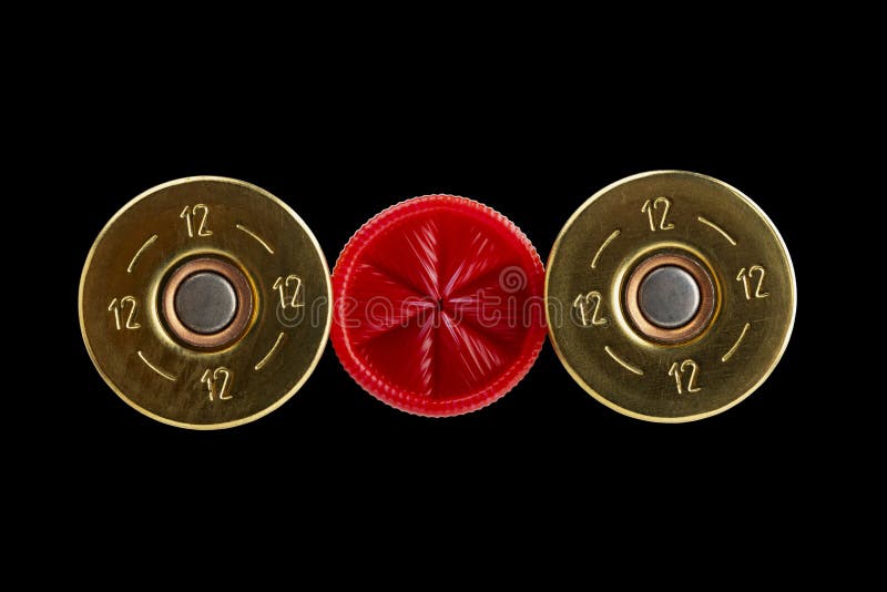 12 Gauge , Red Shotgun Shell Ammunition on Texture Background Stock ...