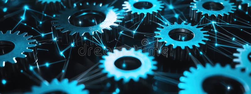 A Close Up of Gears with a Blue Background, Concept of Complexity and ...