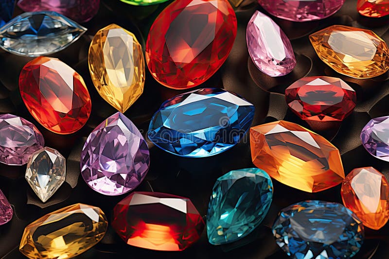 Close Up of Gems Heap of Various Colored Gems Stock Illustration ...