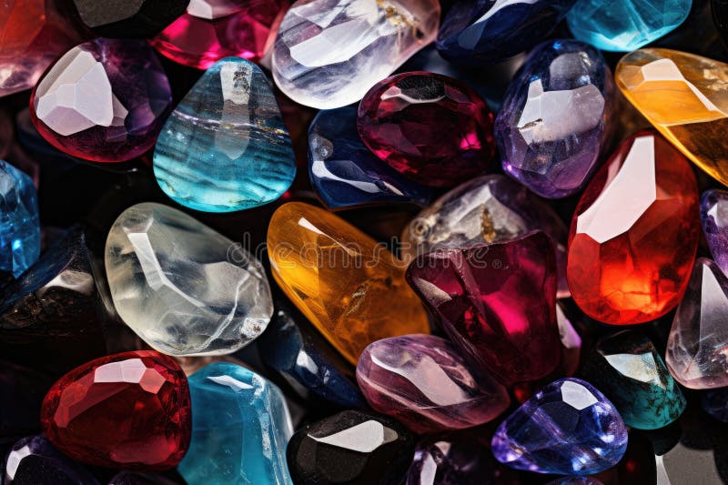 Close Up of Gems Heap of Various Colored Gems Stock Illustration ...