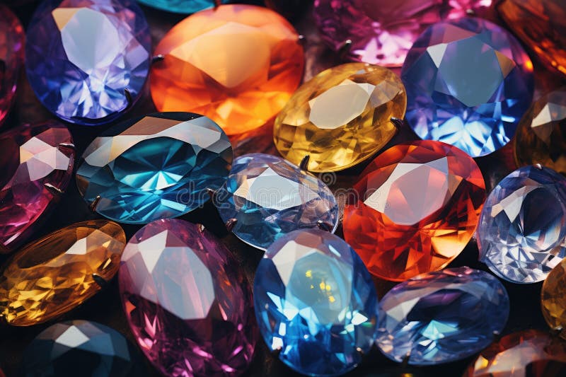 Close Up of Gems Heap of Various Colored Gems Stock Illustration ...