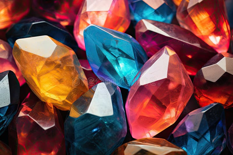 Close Up of Gems Heap of Various Colored Gems Stock Illustration ...