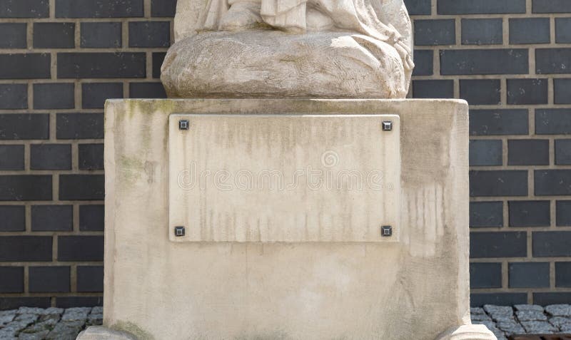 Close-up of a Generic Stone Monument Base with Blank Empty Plaque, Aged ...