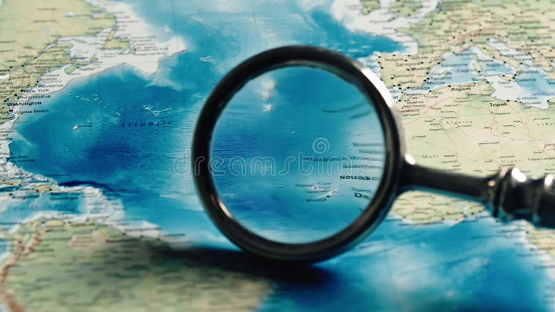 Magnifying Glass on World Map Stock Video - Video of global, atlas ...