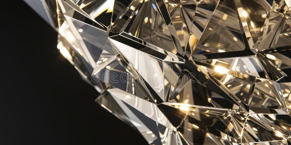 Close-up of Geometric Crystal Structure with Reflective Surfaces and ...