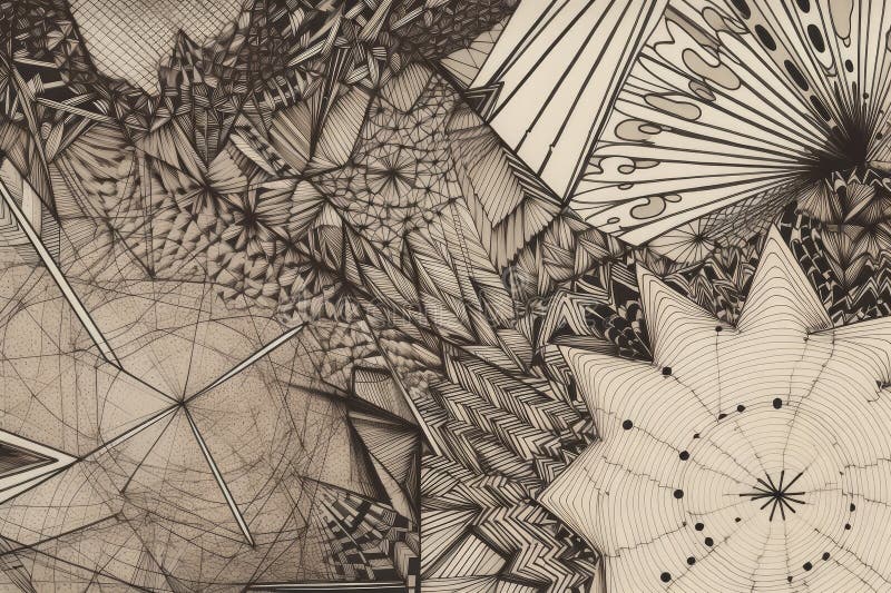 Close-up of Geometric Line Art, with Intricate Details and Patterns ...