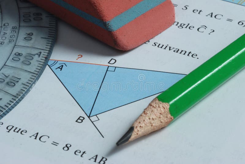 Close Up on a Geometry Exercise Stock Image - Image of pencil, eraser ...