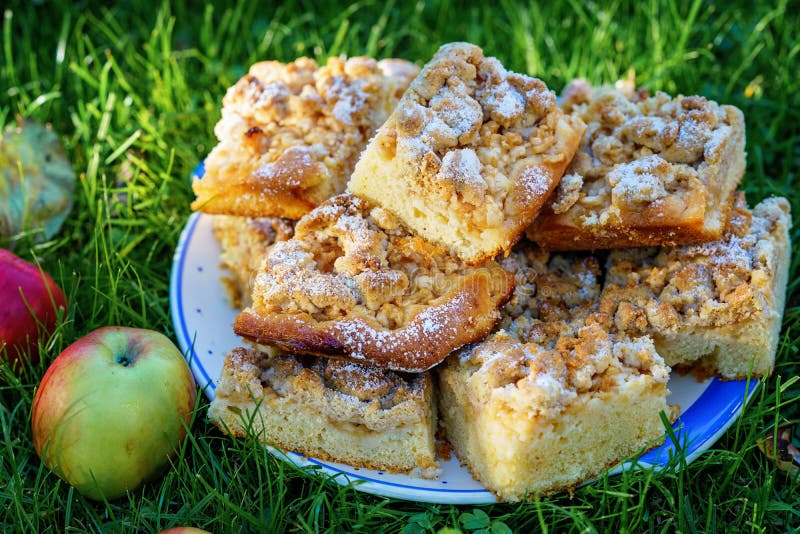 Close Up of German Apple Cake with Fresh Fruits Stock Image - Image of ...
