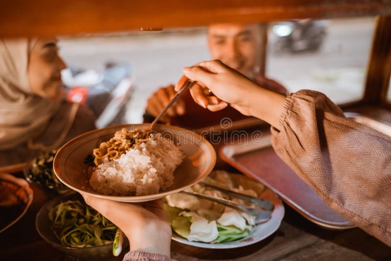 Hand Taking Some Food in Traditional Food Stall Stock Image - Image of ...