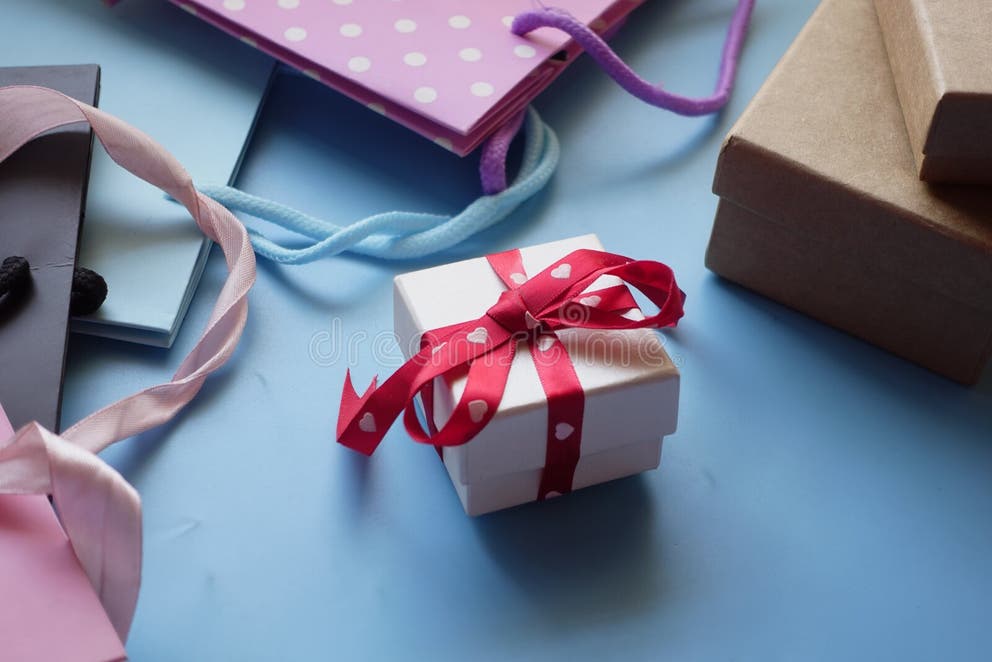 Close Up of Homemade Gift Box on Table Stock Image - Image of shape ...