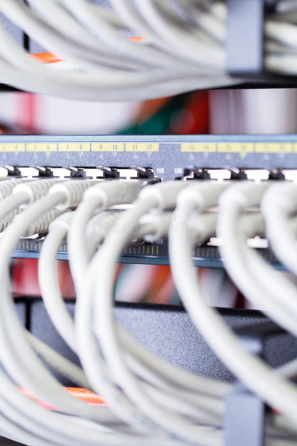 Close-up of Gigabit Network Switch and Cables in Datacenter Stock Photo ...