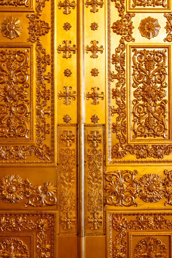 Close-up of Gilded Ornate Door Stock Photo - Image of decorative ...