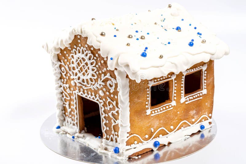 Close-up of the Gingerbread House on White Stock Image - Image of brown ...
