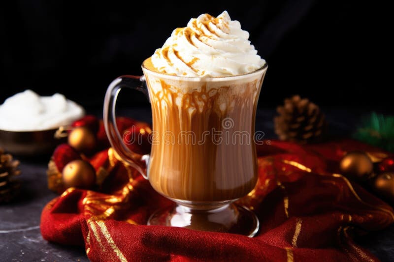 Close-up of a Gingerbread Latte with Whipped Cream Stock Illustration ...