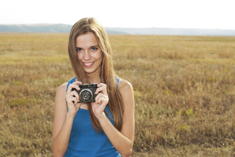 Close Up of a Girl Clicking Camera Stock Photo - Image of light, modern ...
